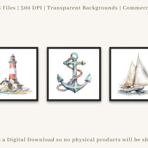 24 Watercolor Nautical Clipart, PNG, Sea Clipart, Ocean Clipart ...