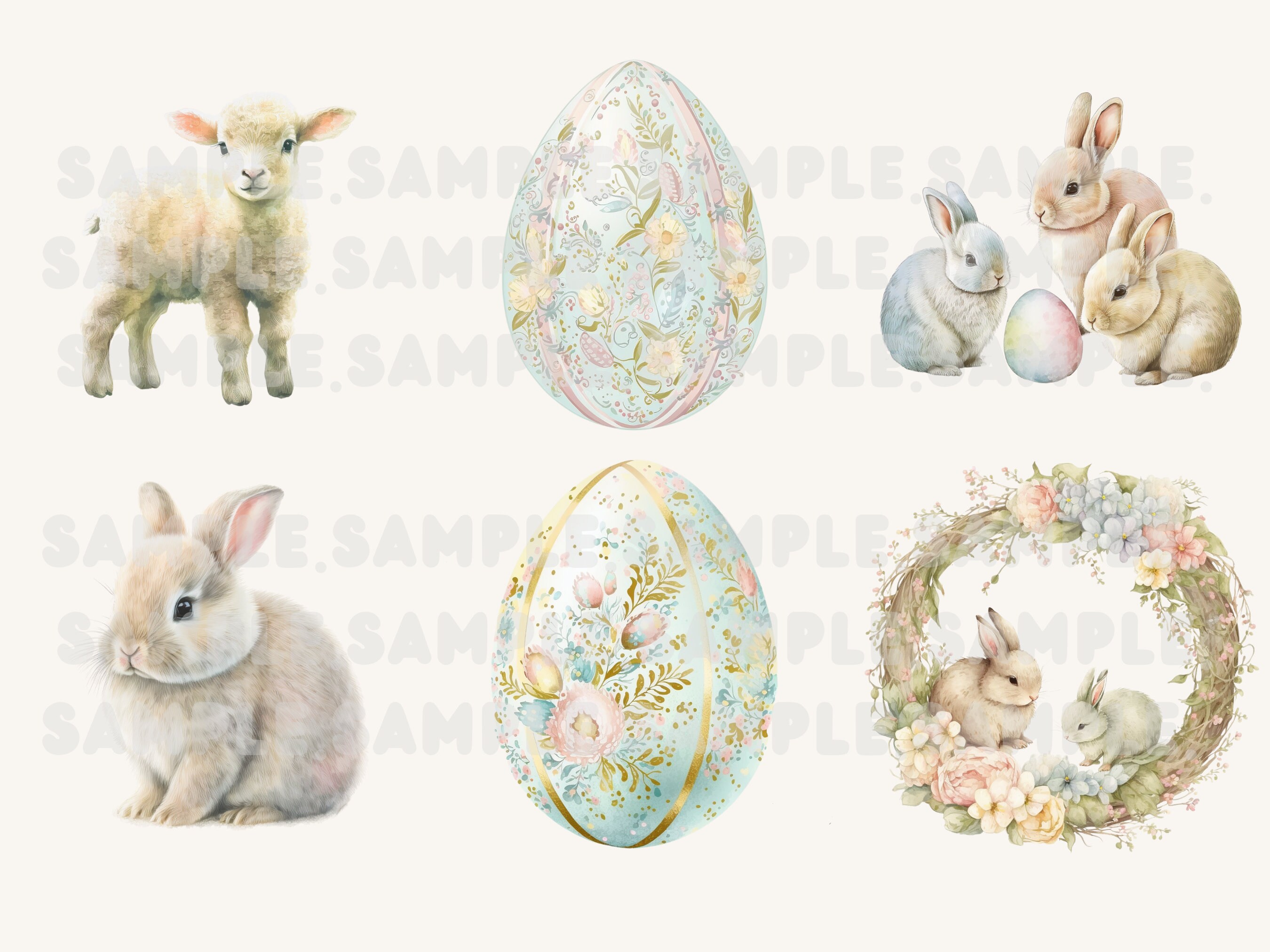 20 Watercolor Easter Clipart, PNG, Easter Egg Clipart, Easter Bunny ...