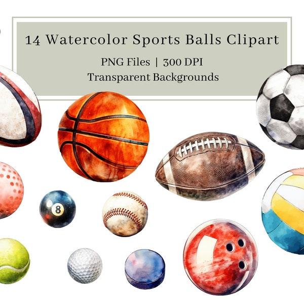 Sport Balls Clipart - Etsy