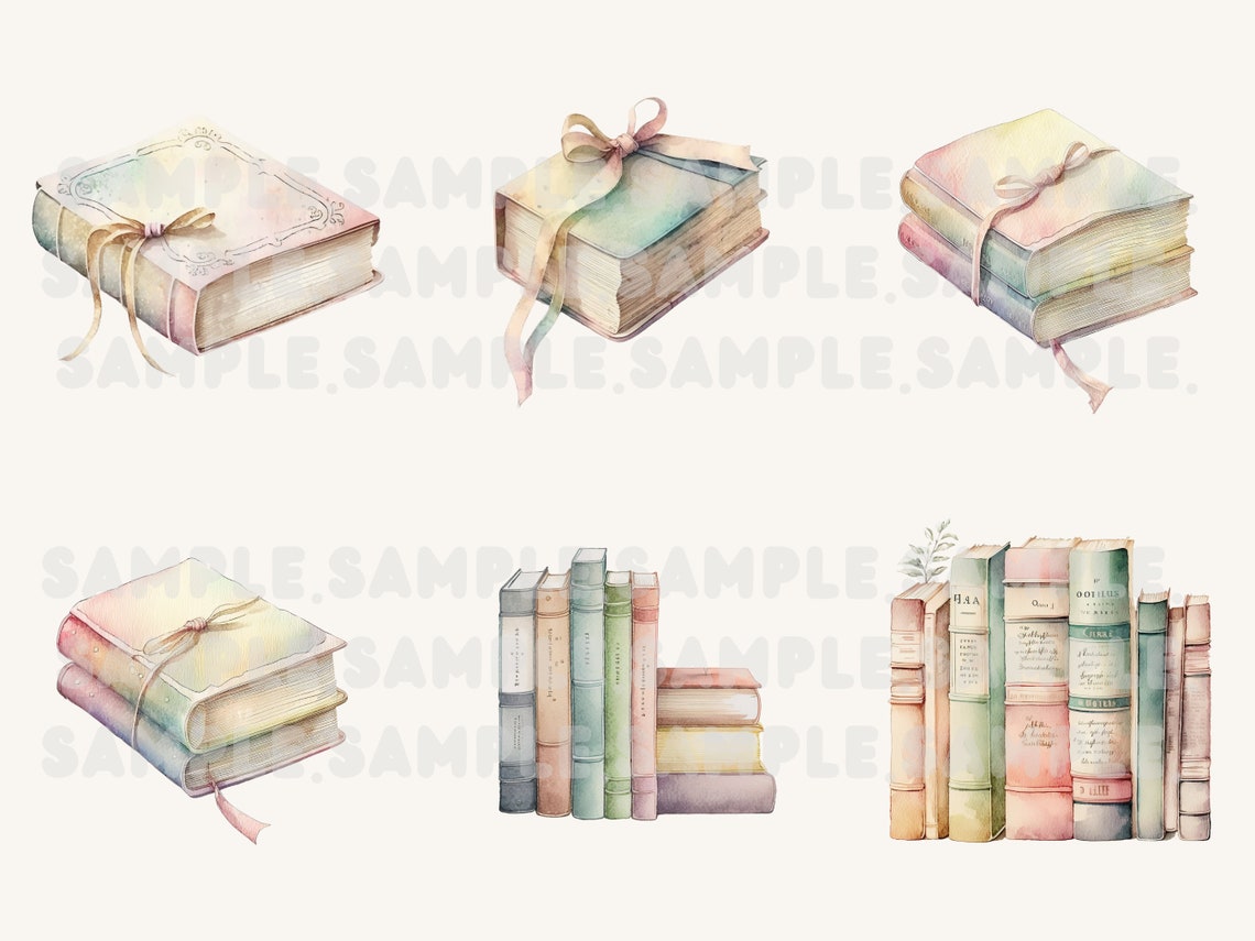 24 Books Clipart PNG Watercolor Book Clipart Floral Books - Etsy UK