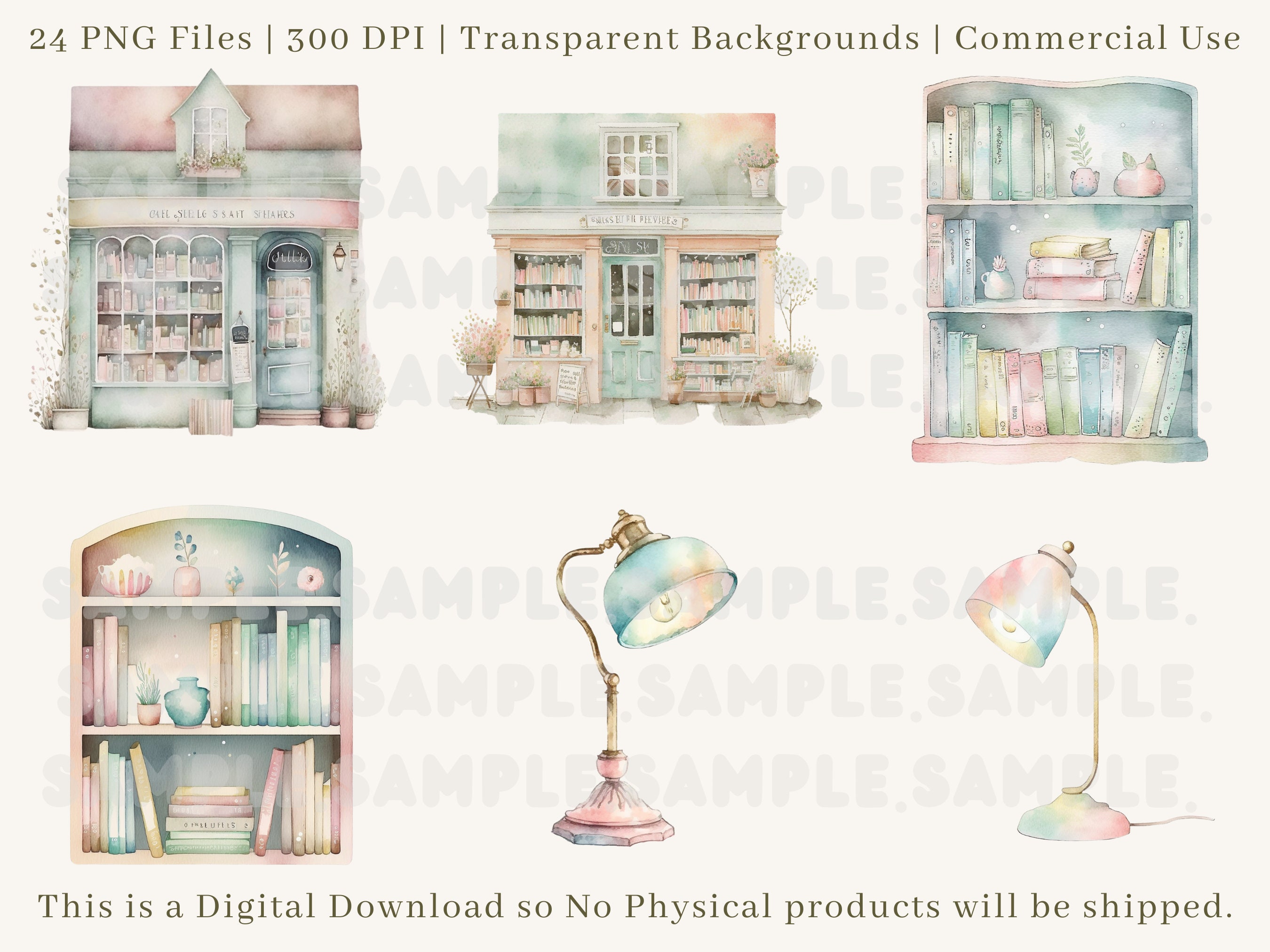 24 Books Clipart PNG Watercolor Book Clipart Floral Books - Etsy