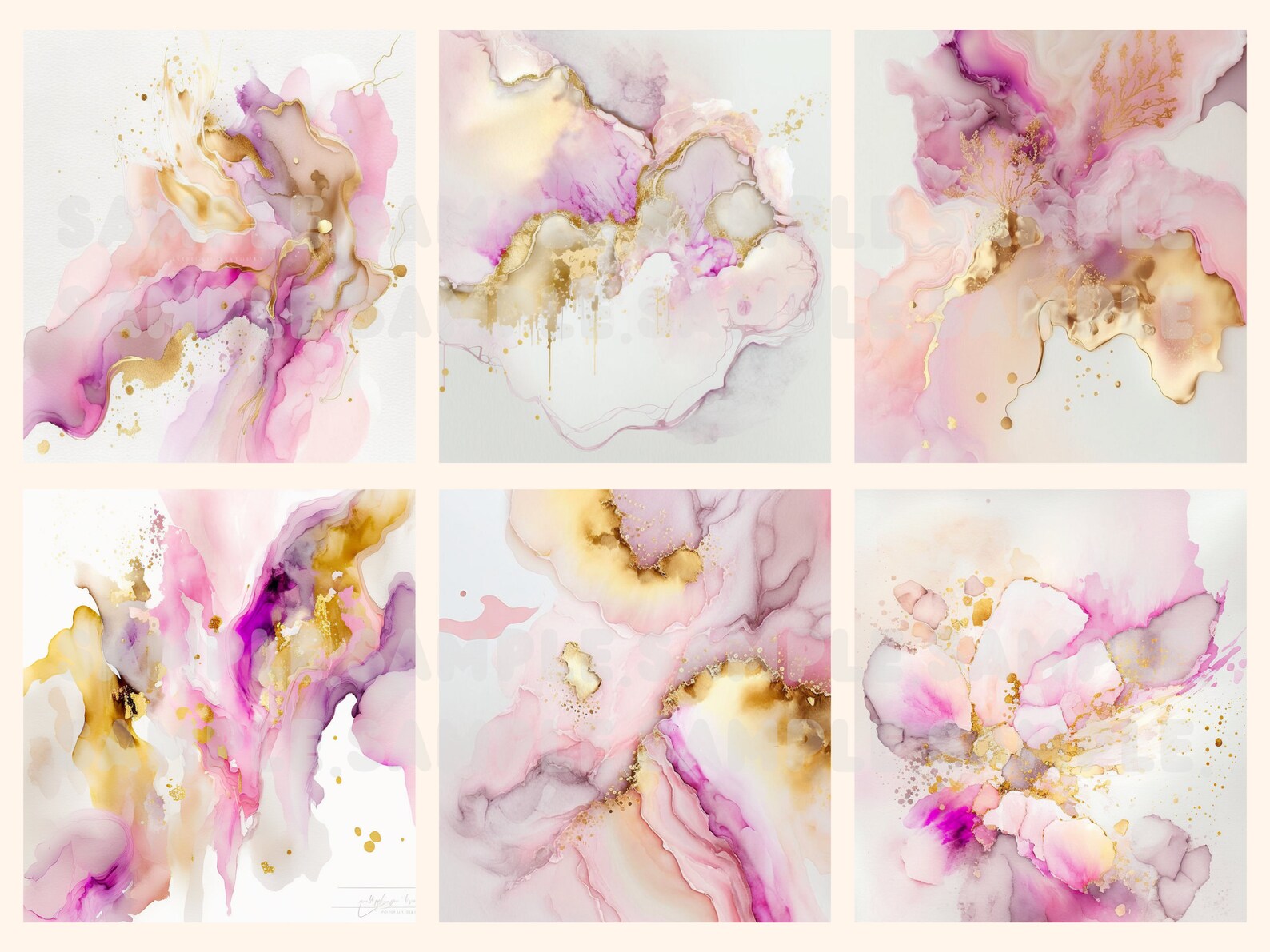 18 Watercolor Background Clipart PNG Pink & Gold Watercolor - Etsy