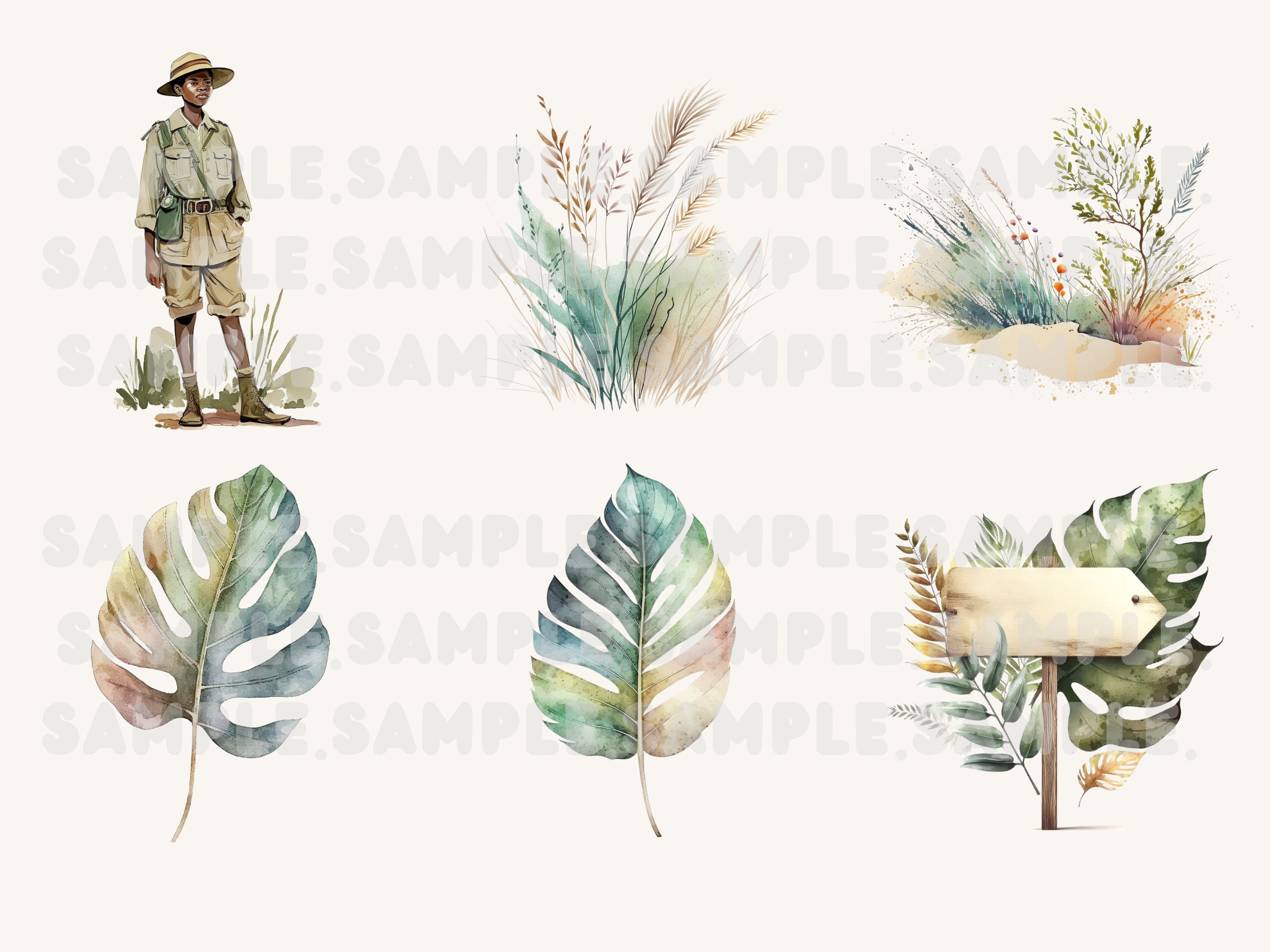Watercolor Safari Animals Clipart PNG Baby Safari Animals: - Etsy UK