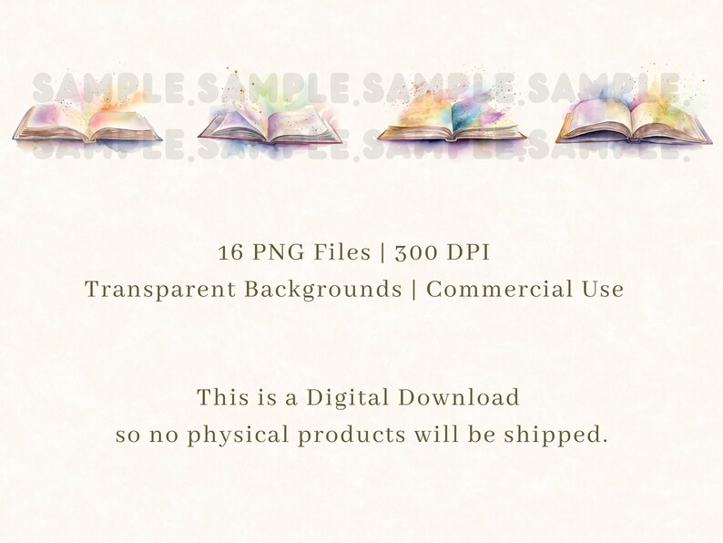 16 Watercolor Books Clipart PNG Bundle Open Book Clipart - Etsy