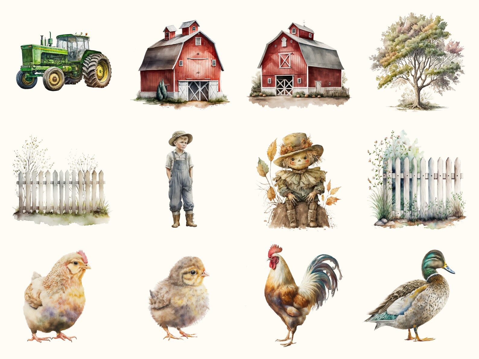 26 Watercolor Farm Animals Clipart, PNG, Farm Clipart, Nursery Wall Art ...