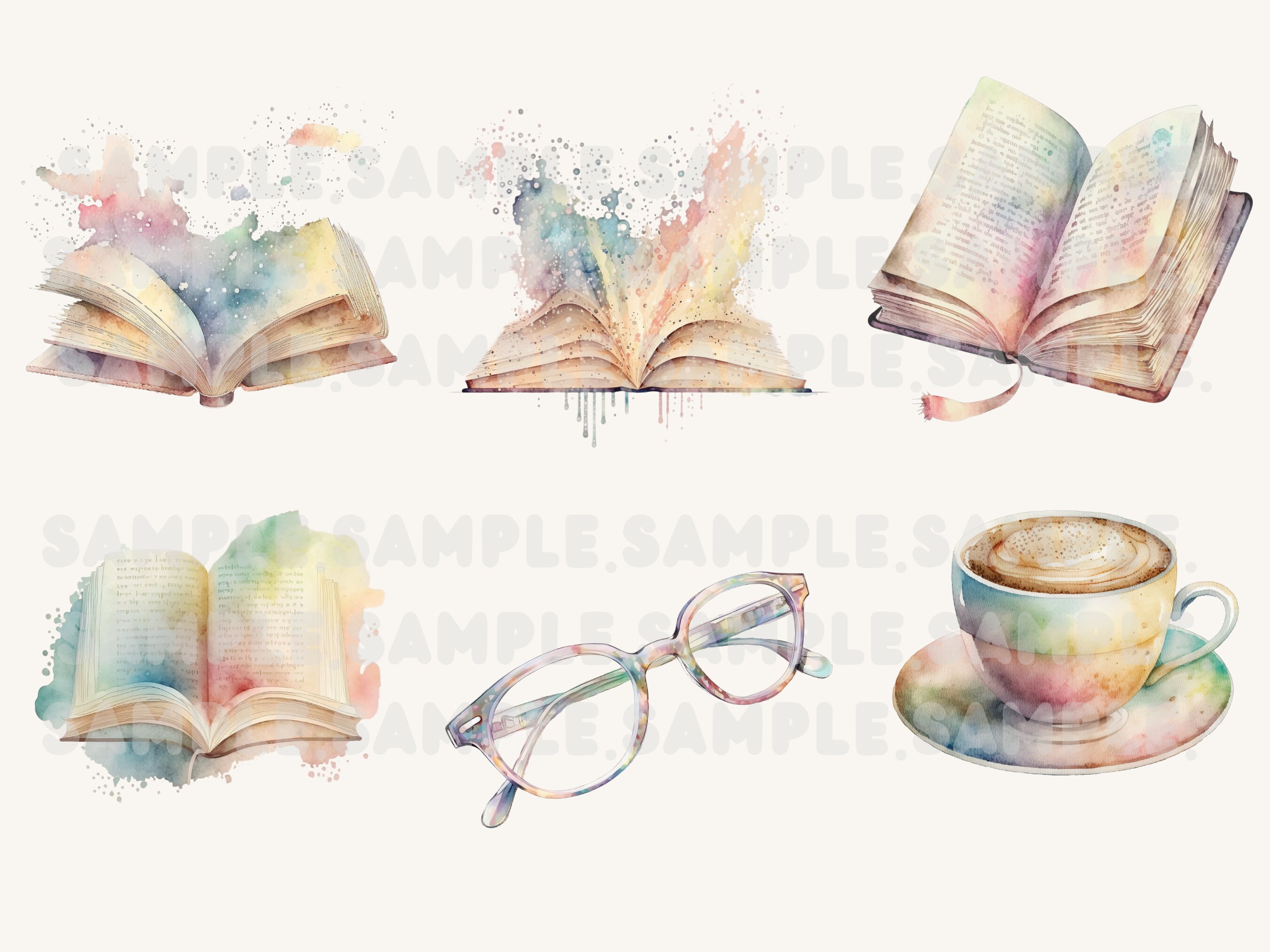24 Books Clipart PNG Watercolor Book Clipart Floral Books - Etsy