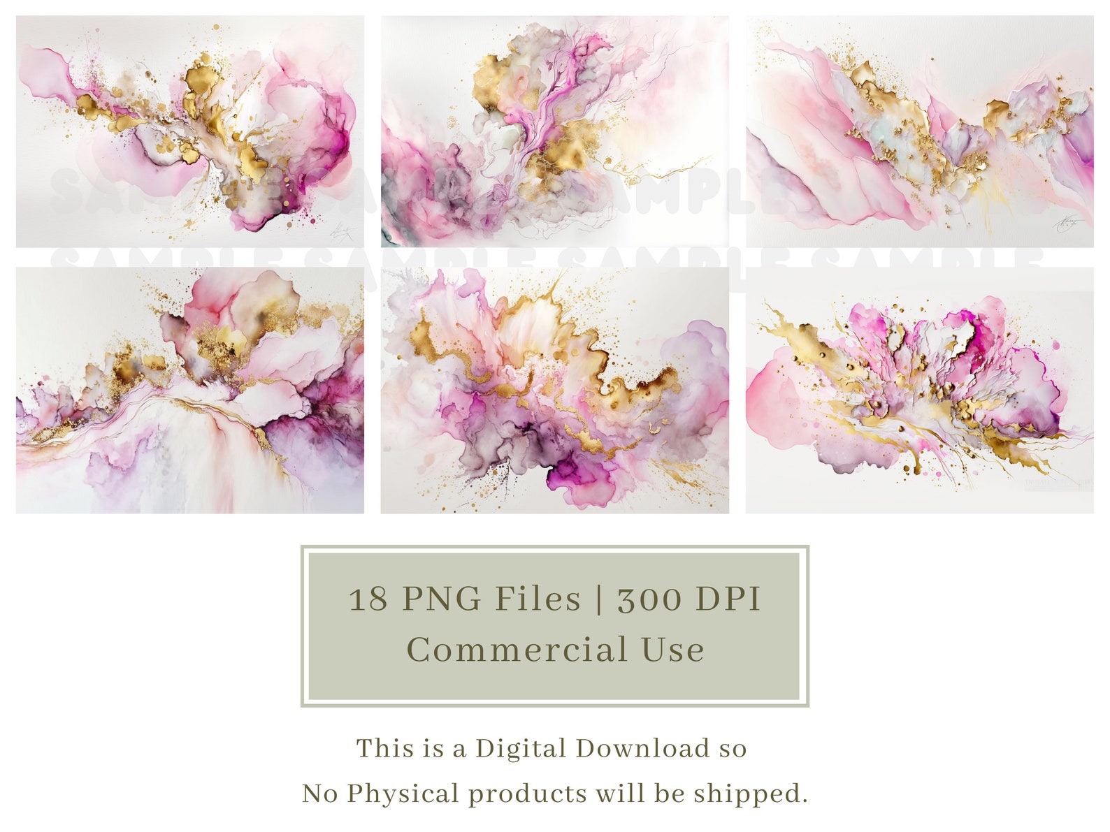 18 Watercolor Background Clipart PNG Pink & Gold Watercolor - Etsy