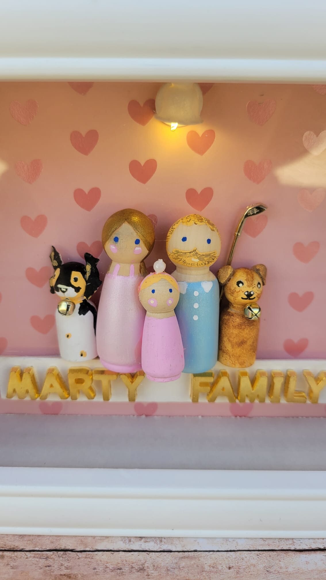 Family Personalized Peg Doll Shadow Box With Light - Etsy