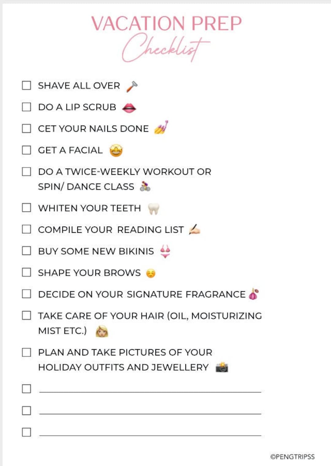 Holiday Prep Checklist | Vacation Glow up List | Vacation Prep ...