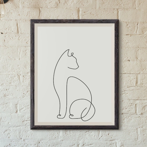 Cat Line Art - Etsy