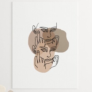 Female Sticking Middle Finger Line Art Face Line Art Nude - Etsy