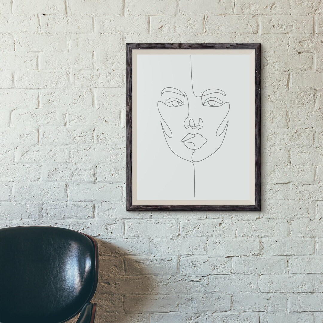 Abstract Face Line Art, Single Line Art, Woman Line Drawing, Simple ...