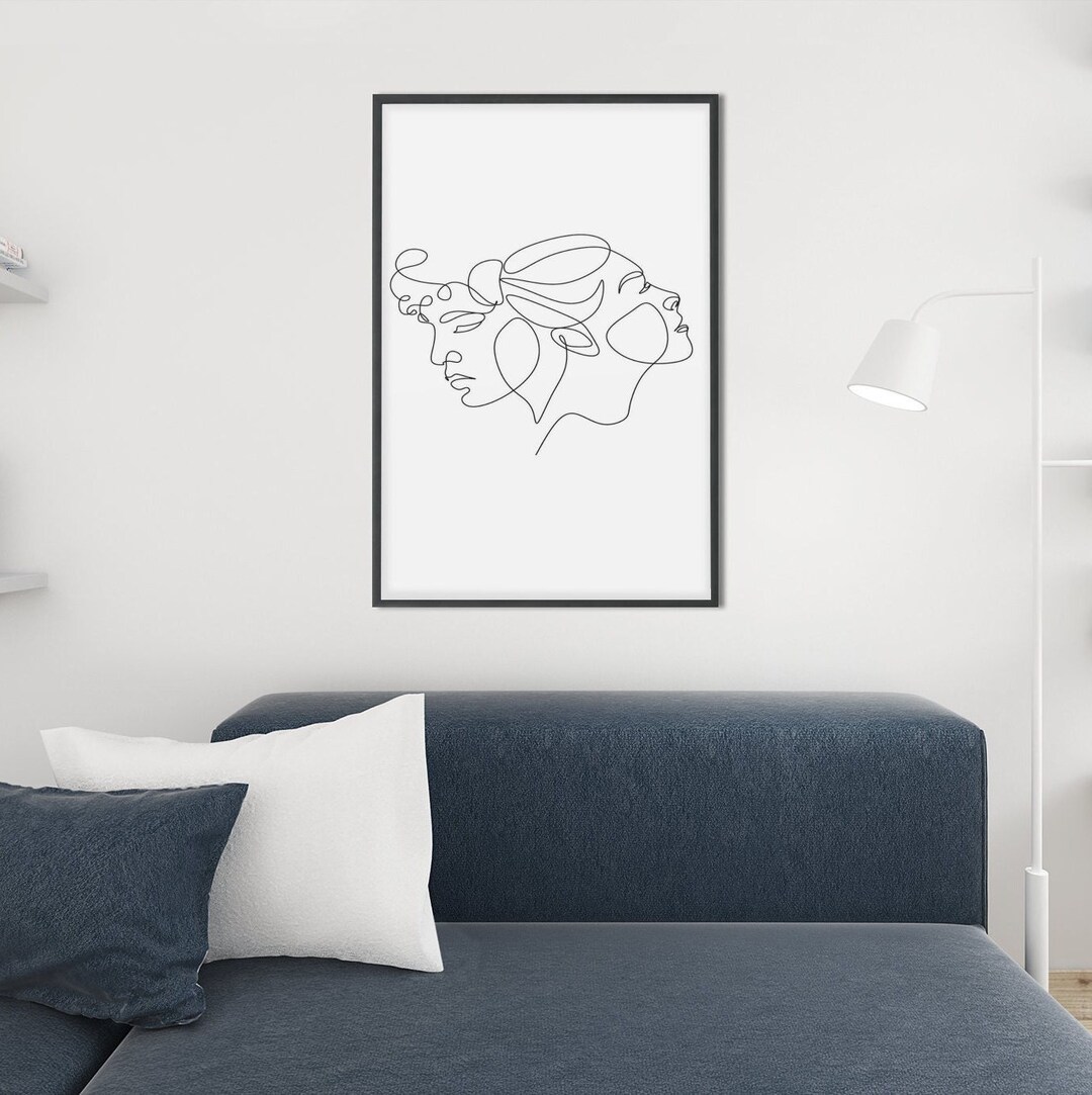 Abstract Couple Line Art, Single Line Art, Couple Line Drawing, One ...