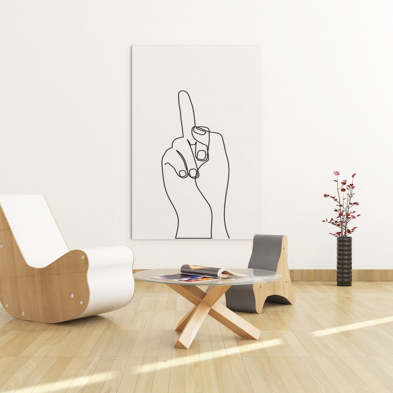 Middle Finger Line Art Print, One Line Drawing, Rude Finger Line ...