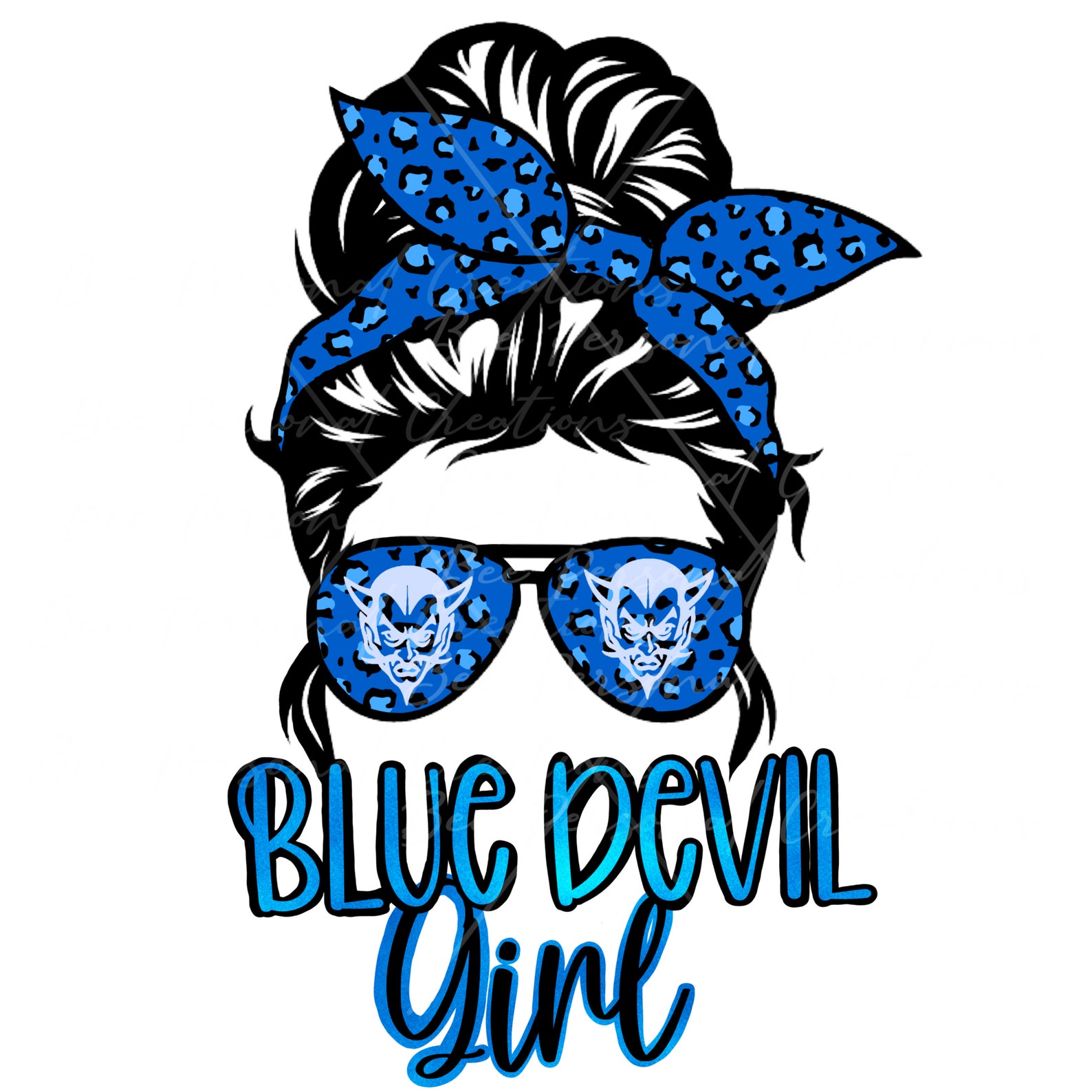 Blue Devil Girl Messy Bun PNG Digital Design | Digital Download - Etsy