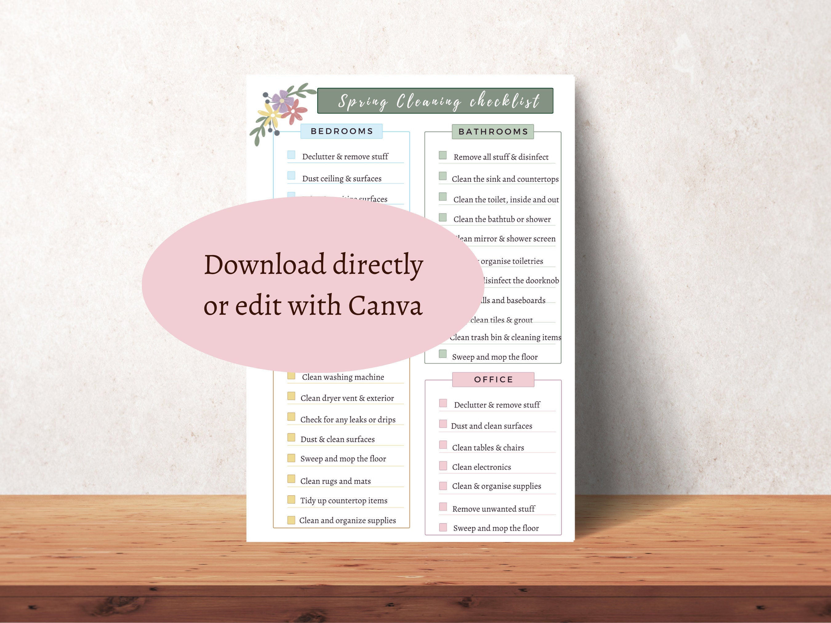 Editable Spring Cleaning Checklist Printable House Cleaning Schedule ...