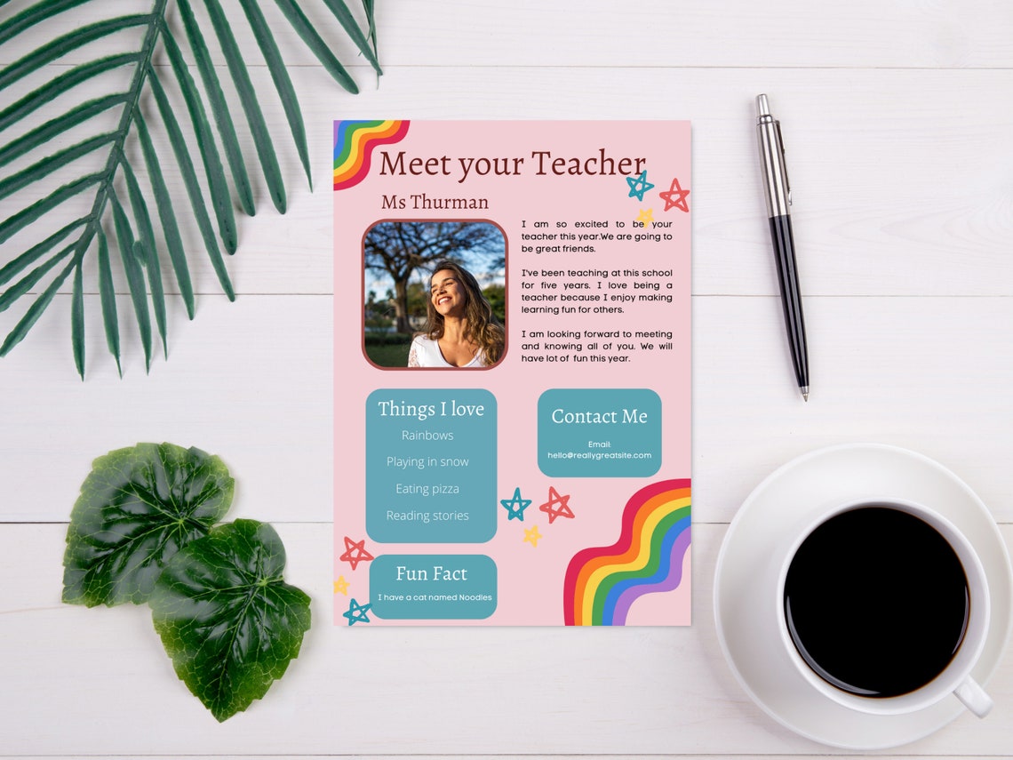 Meet the Teacher Editable Canva Template Printable Back to School ...