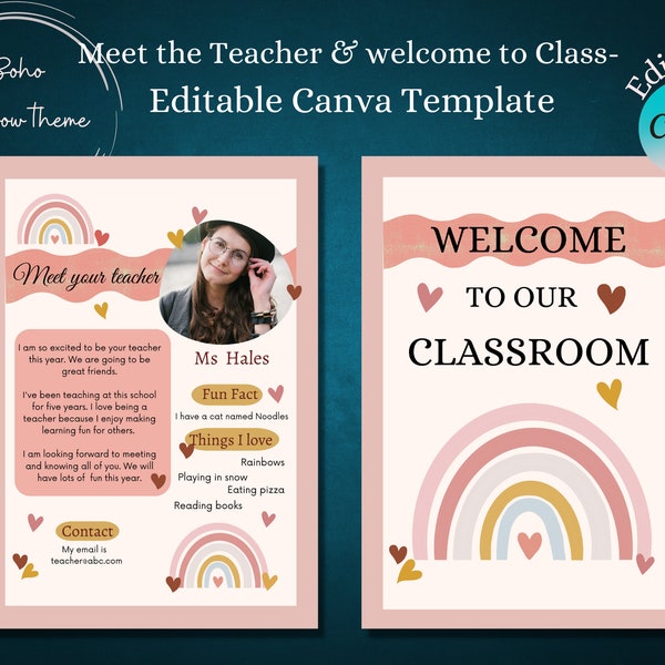 Meet the Teacher and Student Editable Template - Etsy
