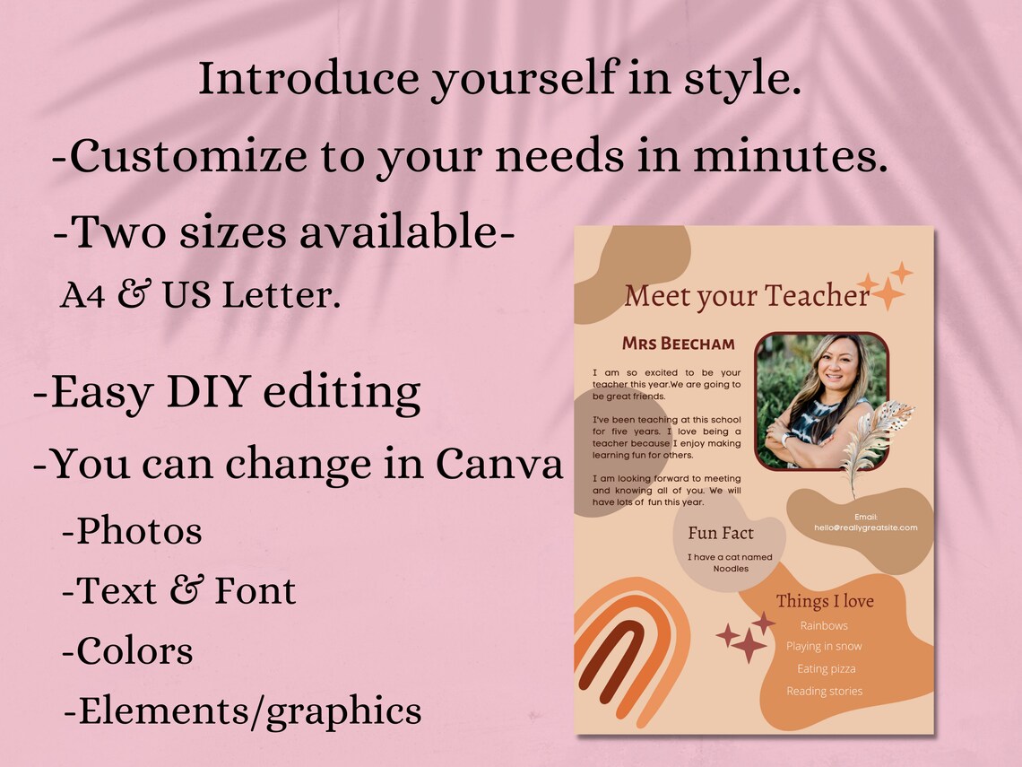 Meet the Teacher Editable Canva Template DIY Printable Back - Etsy