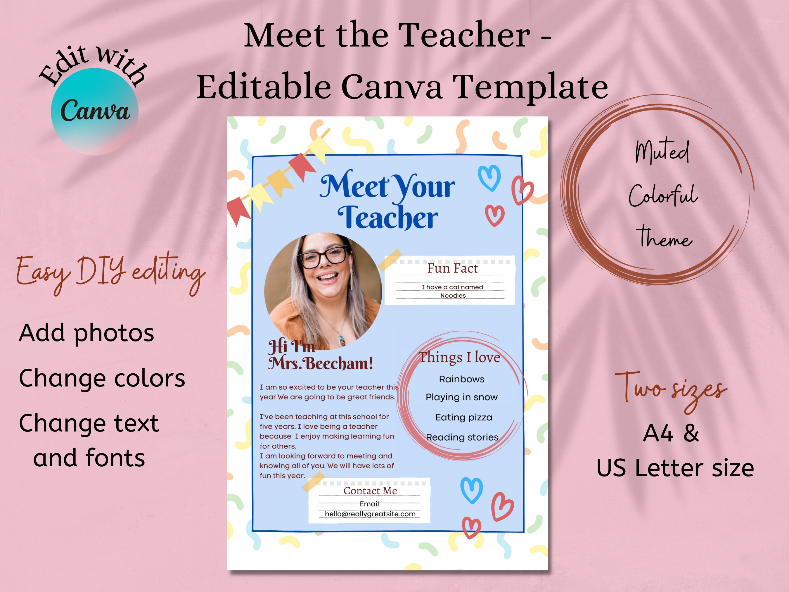 Meet the Teacher Editable Canva Template| DIY Printable Back to School ...