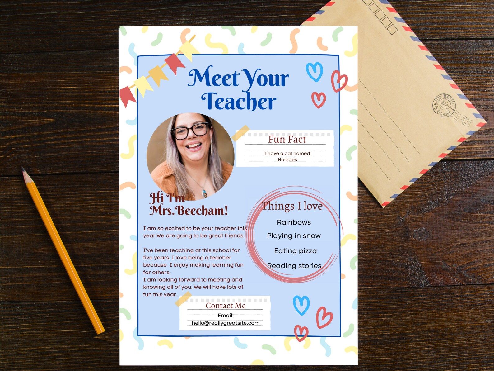 Meet the Teacher Editable Canva Template DIY Printable Back - Etsy UK