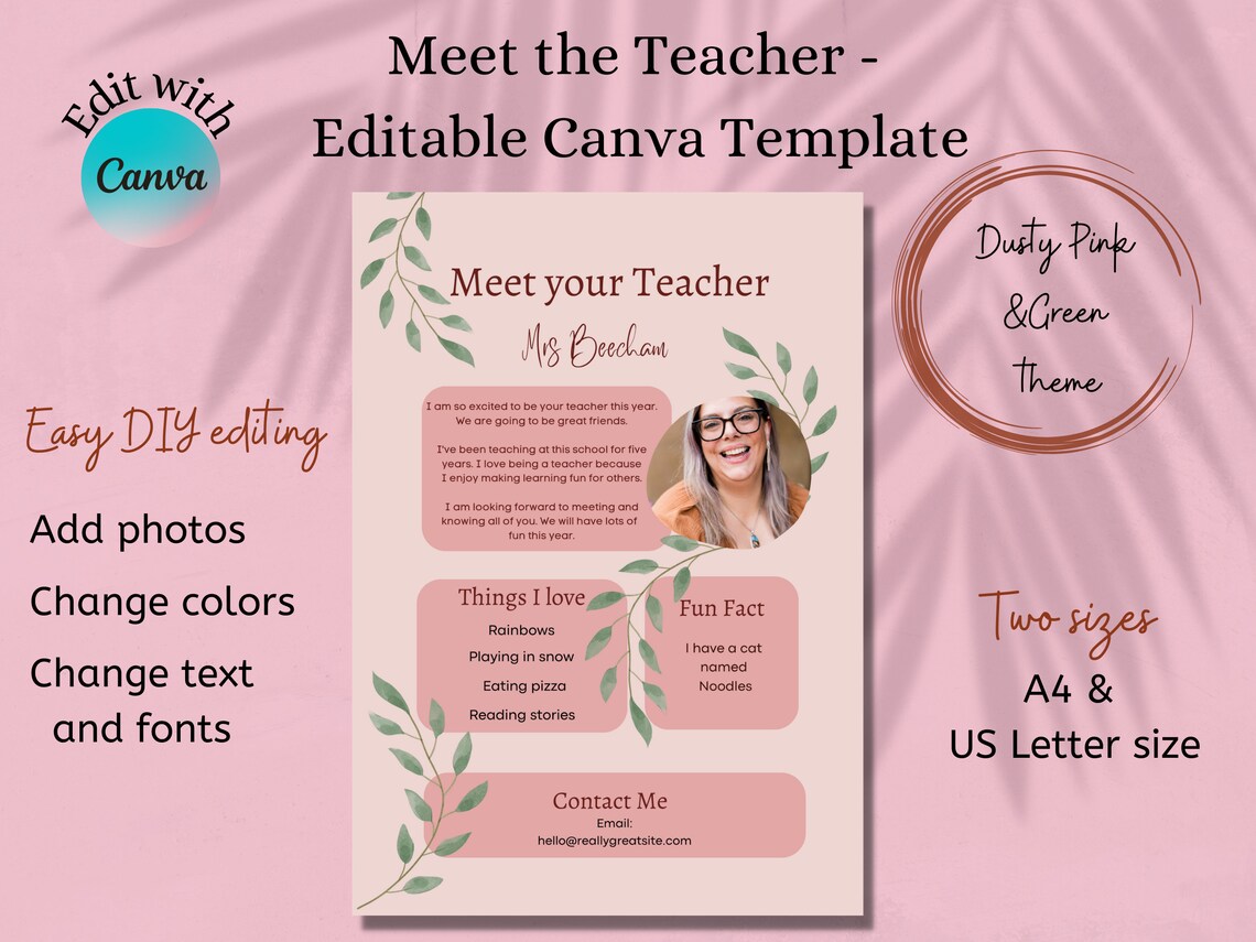 Meet the Teacher Editable Canva Template DIY Printable Back - Etsy