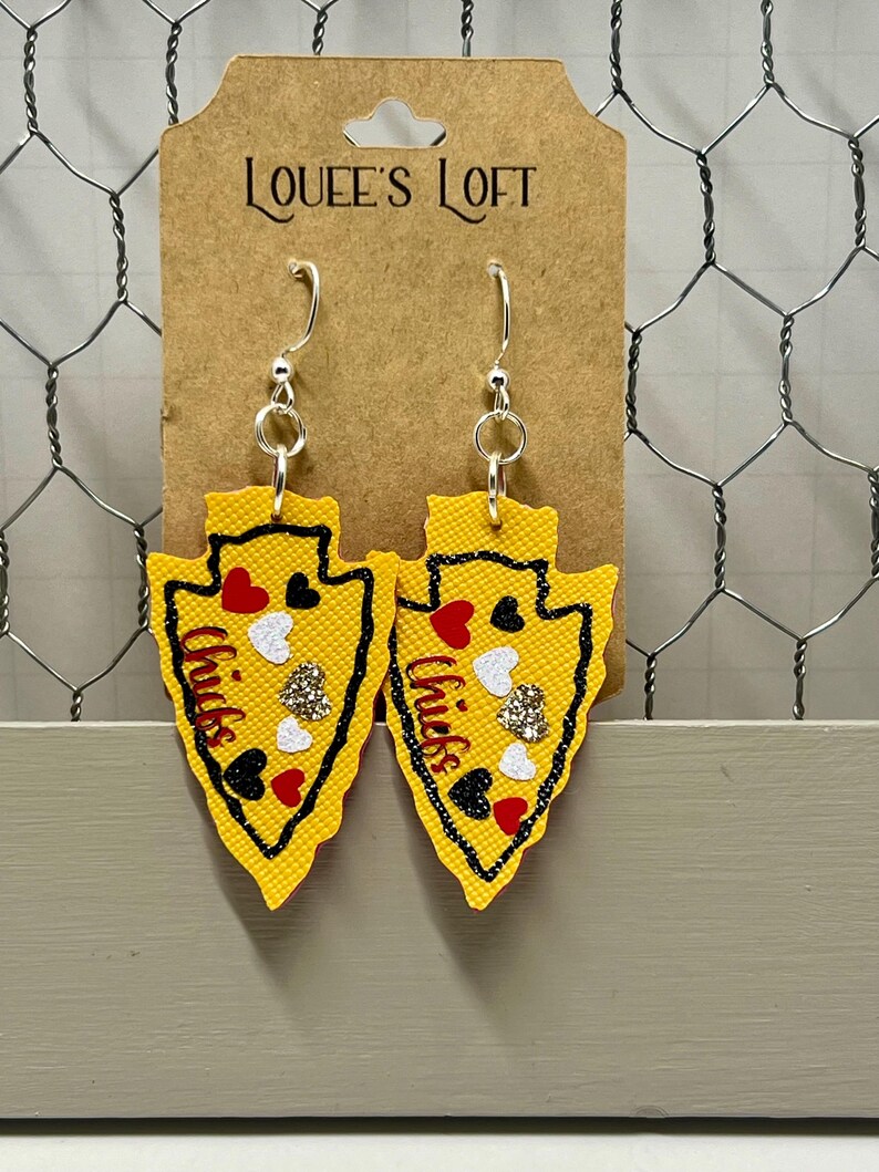 Kansas City Chiefs Sm Heart Arrow Earring - Etsy