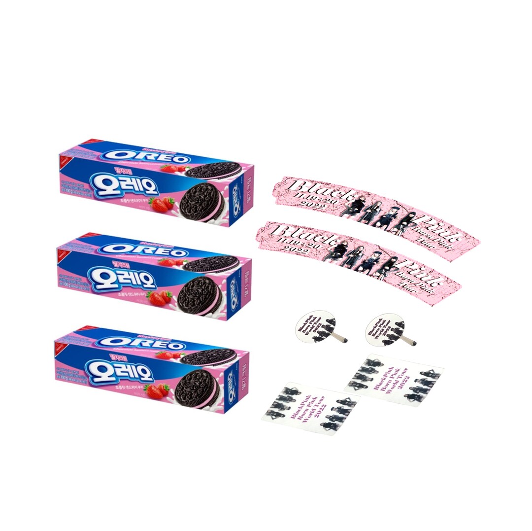 Korean Oreo Strawberry Sand Cookie 3 Ea Black Pink Gift Sets - Etsy