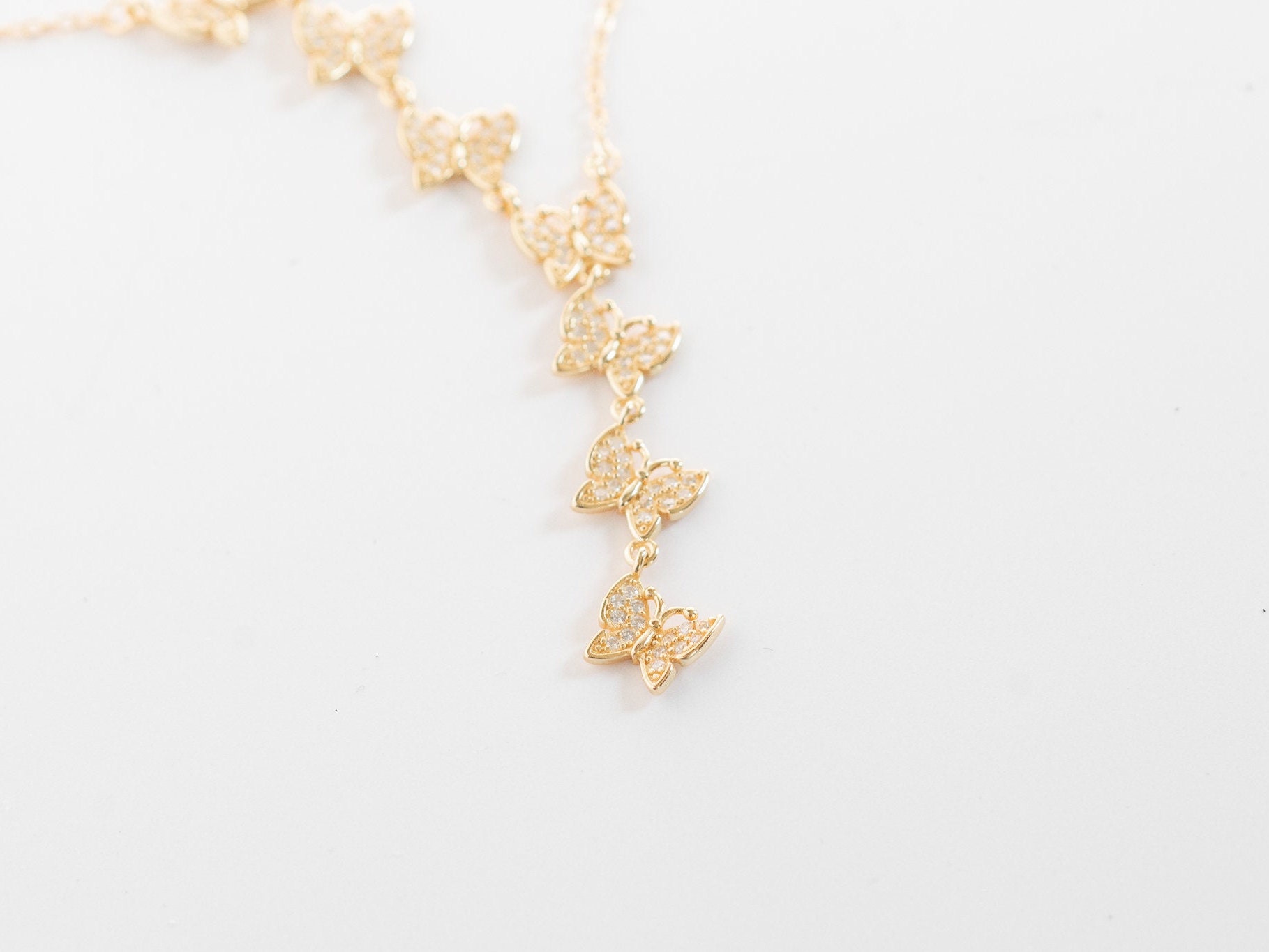 Multiple Butterfly Necklace, Butterfly Y Necklace, Butterfly Lariat ...