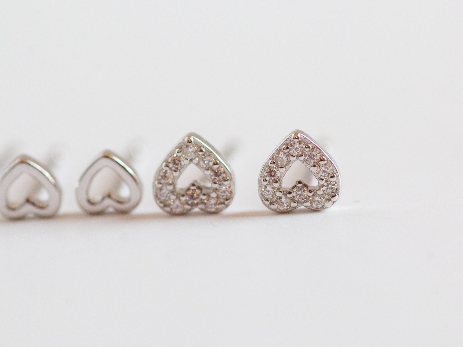 3 Heart Mini Stud Earring Set, Cute Dainty Heart Earrings Set, Super ...