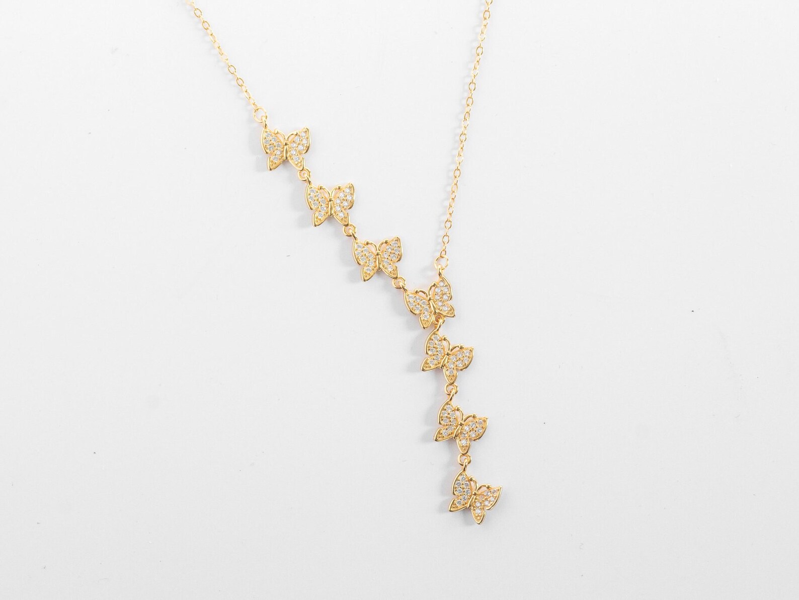 Multiple Butterfly Necklace, Butterfly Y Necklace, Butterfly Lariat ...