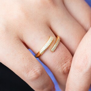 Double Wrap Ring, Two Bar Open Ring, Bold Statement Ring, Adjustable ...