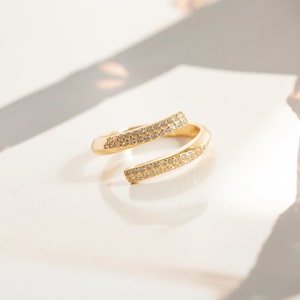 Double Wrap Ring, Two Bar Open Ring, Bold Statement Ring, Adjustable ...