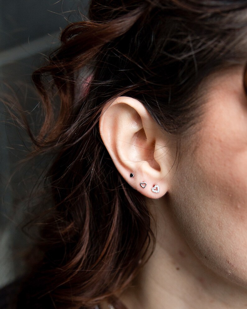3 Heart Mini Stud Earring Set, Cute Dainty Heart Earrings Set, Super ...