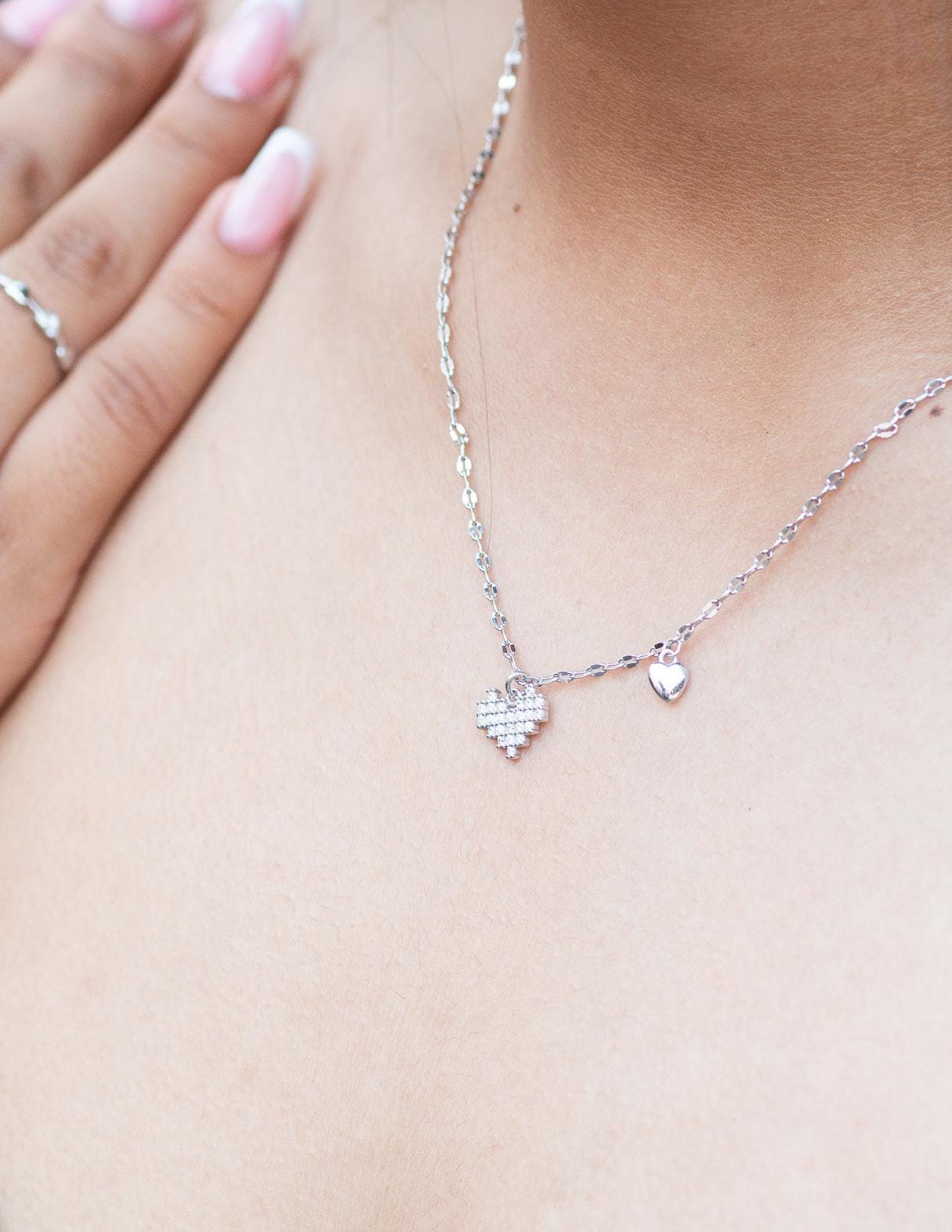 Cute 8 Bit Pixel Necklace, Geometric Heart Necklace, 8 Bit Gamer ...