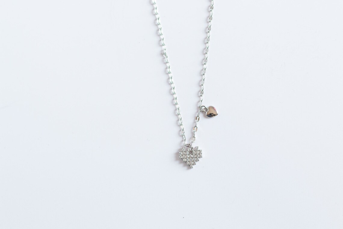8-bit Heart Necklace: Sterling Silver Pixel Gamer Jewelry - Etsy