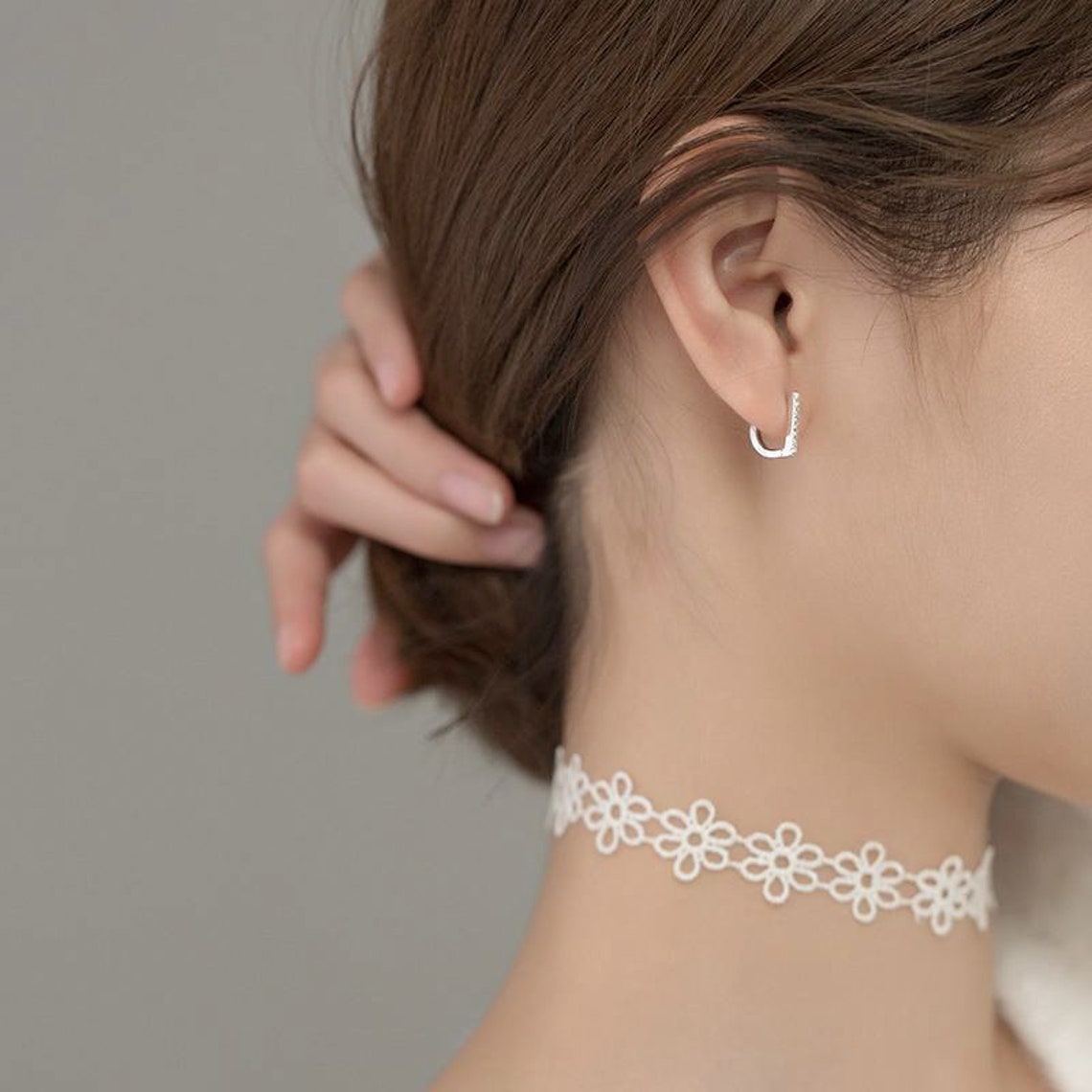 N O L O d Flat Huggie Hoop Earrings Flat Back D - Etsy