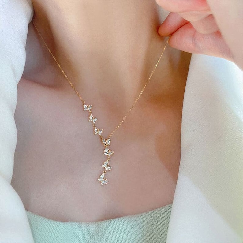 Multiple Butterfly Necklace, Butterfly Y Necklace, Butterfly Lariat ...