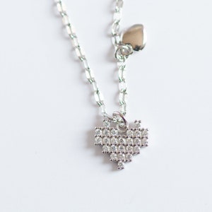 Cute 8 Bit Pixel Necklace, Geometric Heart Necklace, 8 Bit Gamer ...