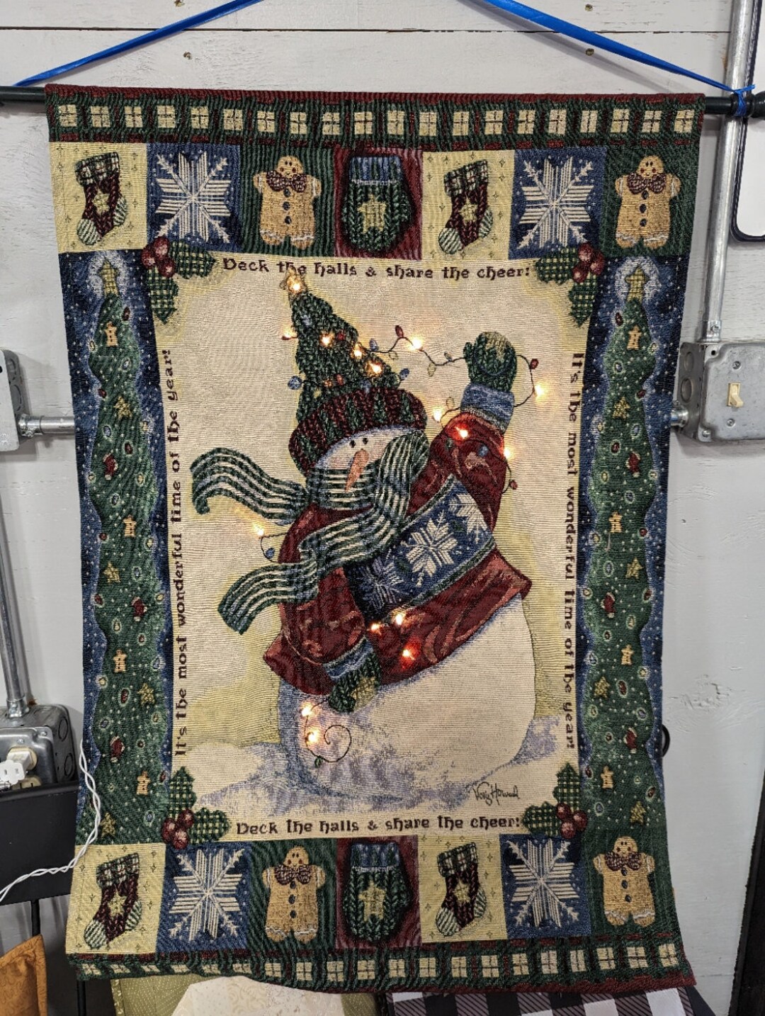 Vintage, Vicky Howard Design, Lighted Tapestry "share the Cheer" With ...