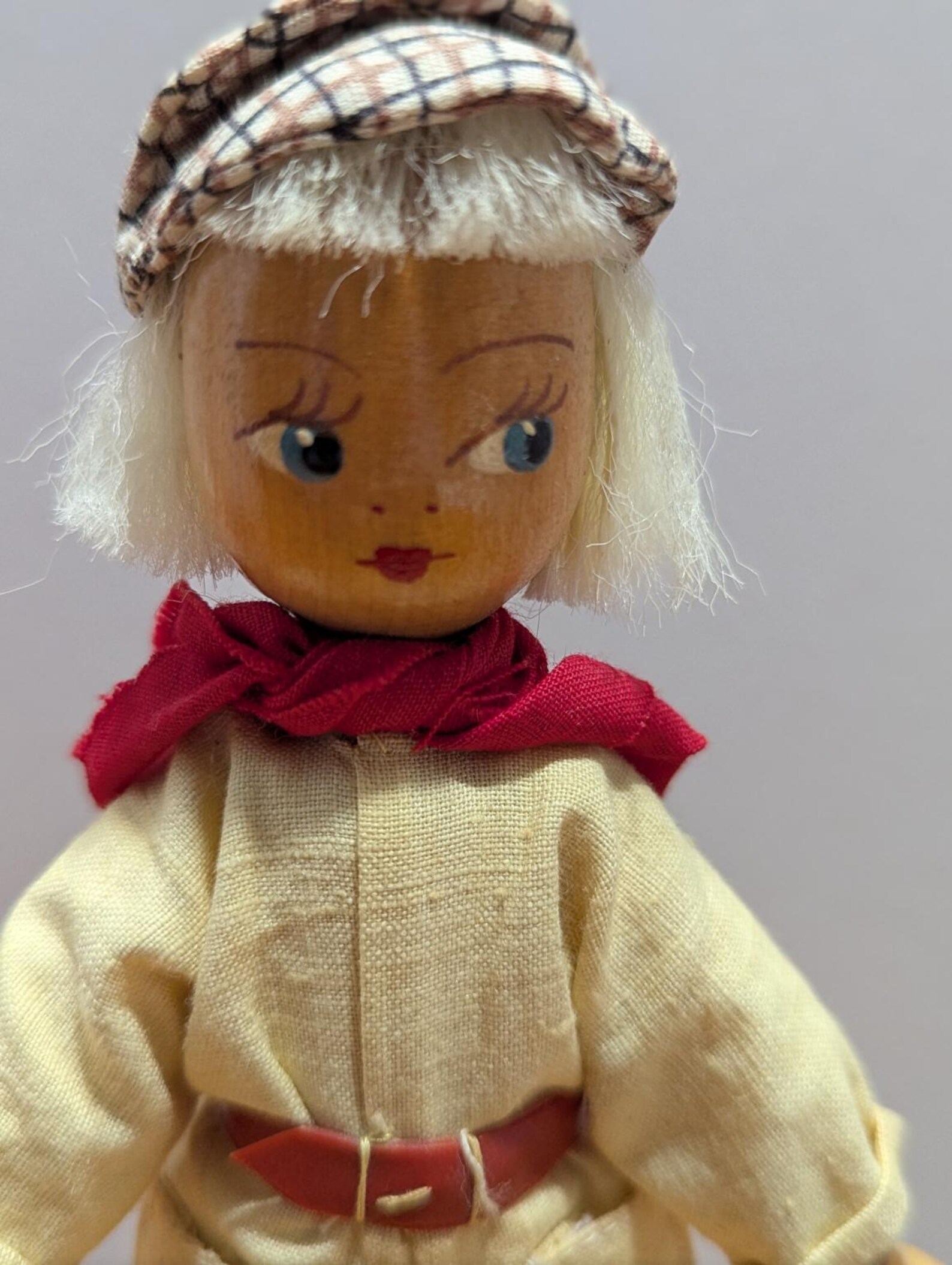 Vintage 60s Pair of Polish Wooden Peg Dolls, Handpainted. Original ...