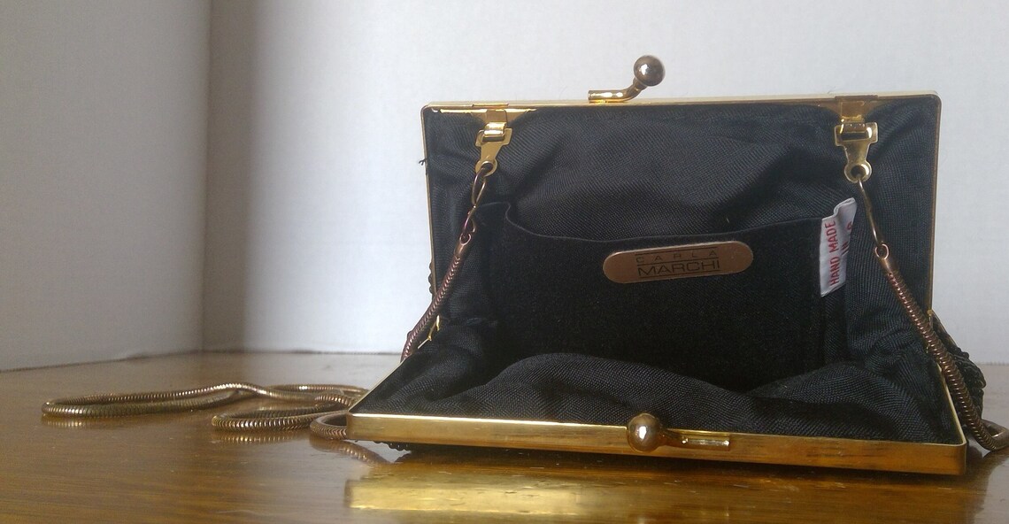 Vintage Carla Marchi Handmade Beaded Black Clamshell Night Bag - Etsy
