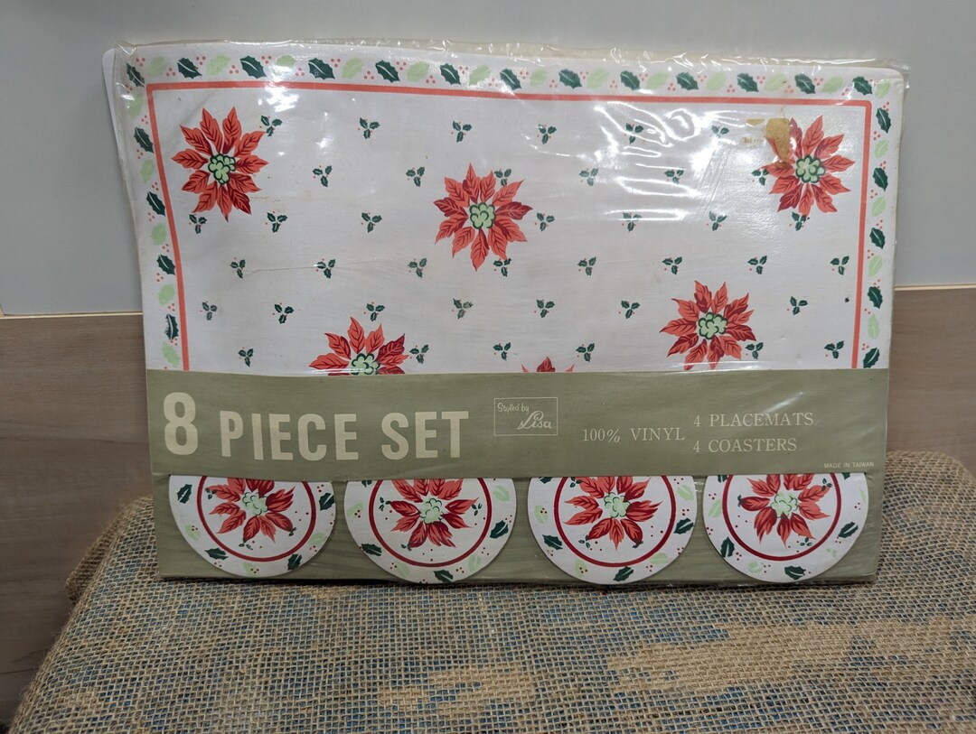 Vintage Styled by Lisa 8-piece Set of Vinyl Placemats and Coasters in ...