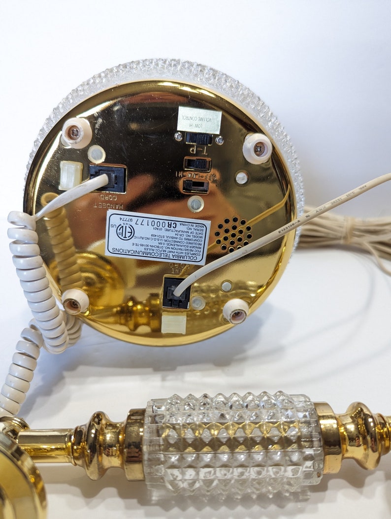 Vintage 24% Lead Crystal French Inspired Push Button Telephone. Gold ...