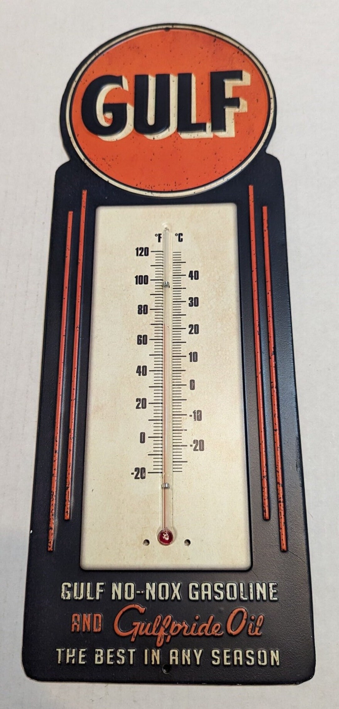 Metal Replica Retro Gulf Thermometer Has Both Fahrenheit and - Etsy