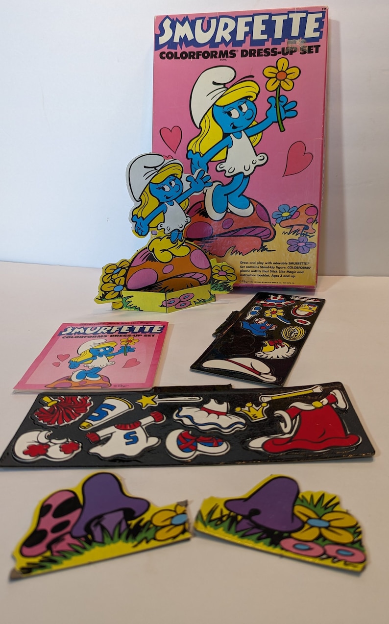 Vintage Smurfette Colorforms Dress Up. Original Box With Various ...