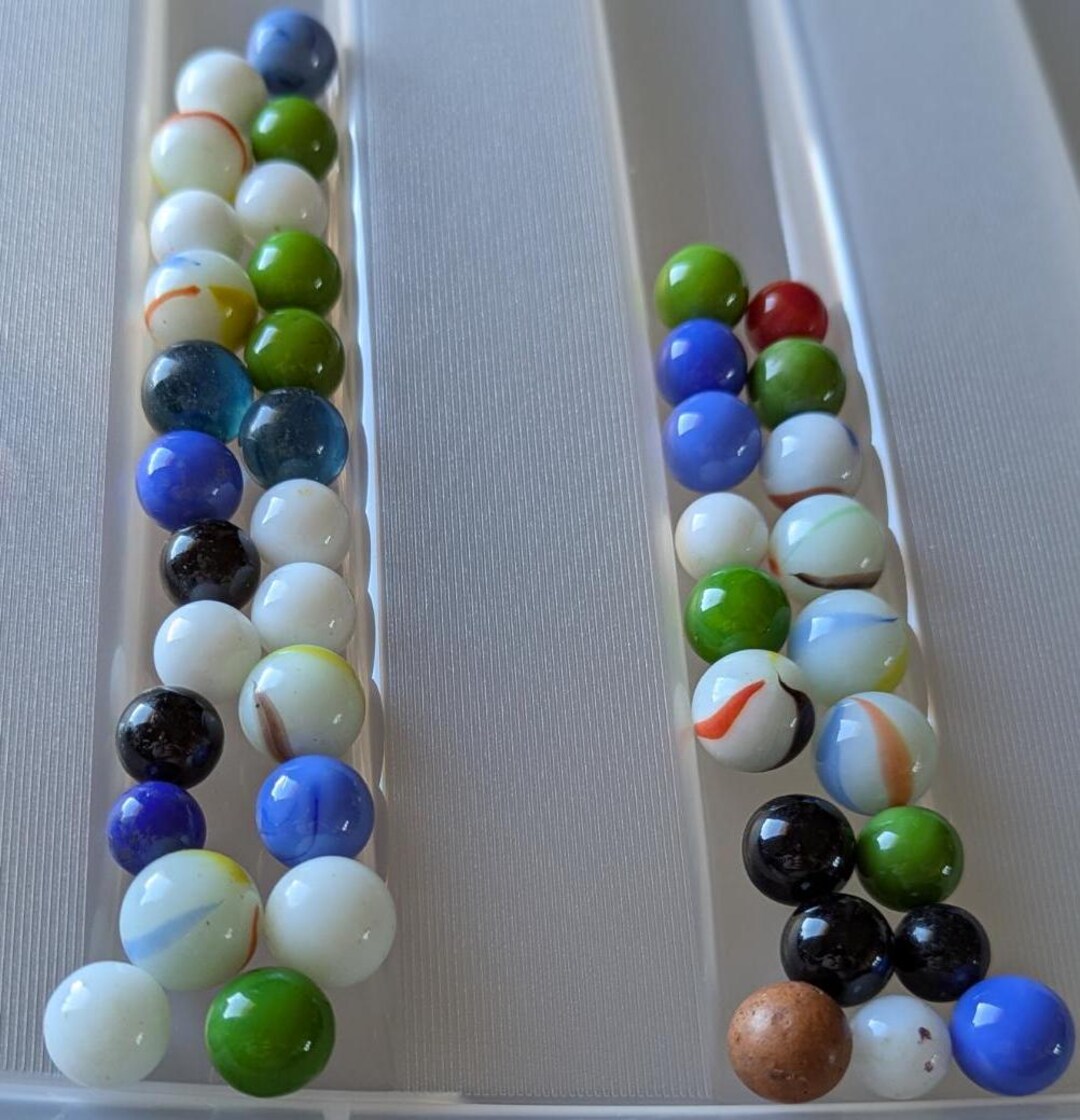 Vtg Solid Colored Marbles, Lot of 43. One Wood Marble, Marbels in ...