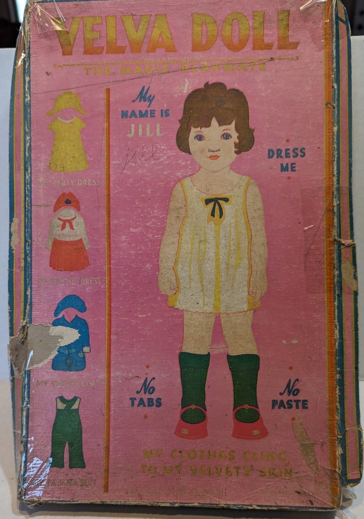 Vintage Velva Doll, Velvet Jill Doll With Felt Clothes and Accessories ...