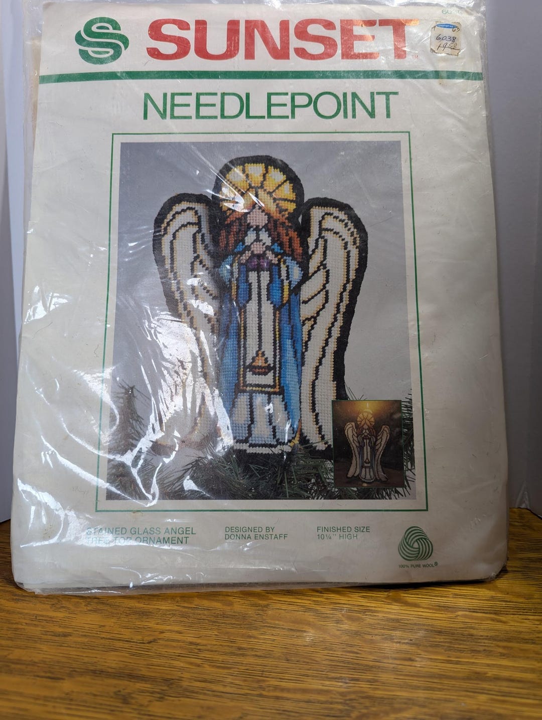 Vintage Sunset Needlepoint Stained Glass Angel Tree Top Ornament Kit ...