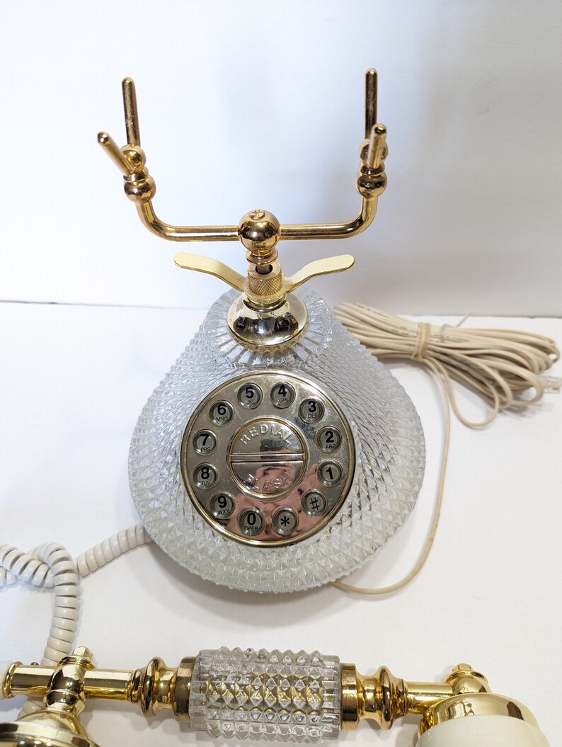 Vintage 24% Lead Crystal French Inspired Push Button Telephone. Gold ...